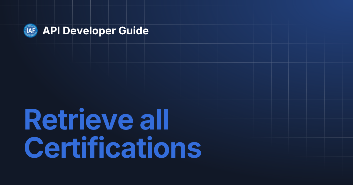 Retrieve all Certifications | API Developer Guide