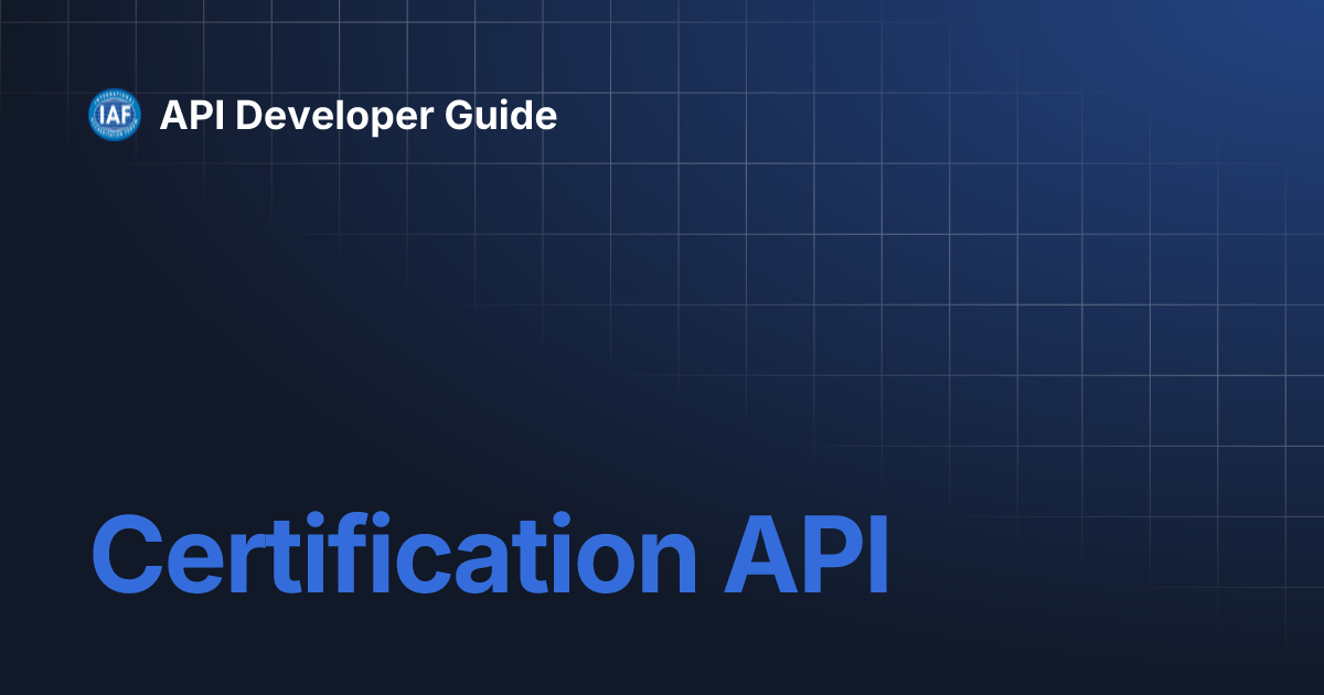 Certification API | API Developer Guide