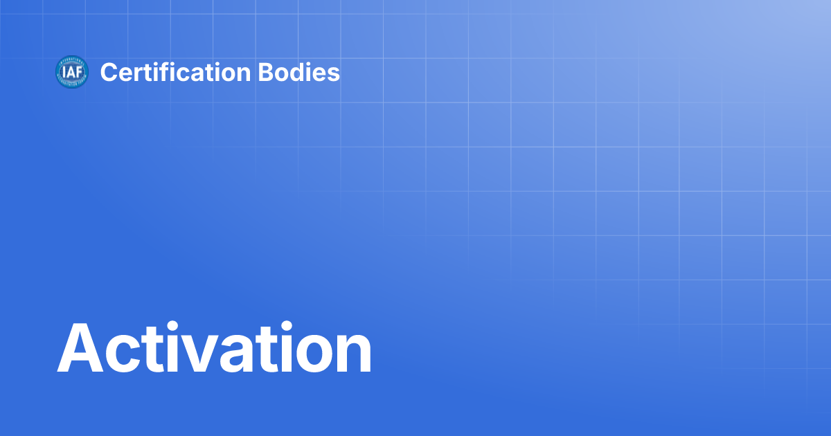 Activation | Certification Bodies