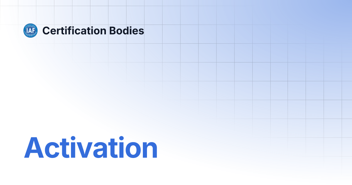 Activation | Certification Bodies