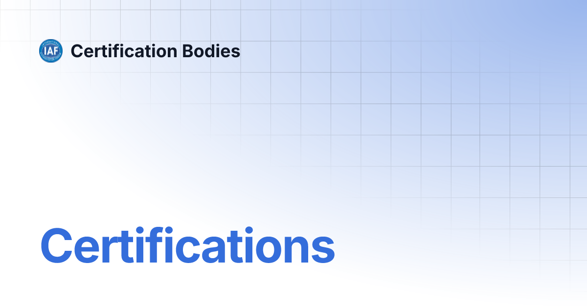 Certifications | Certification Bodies
