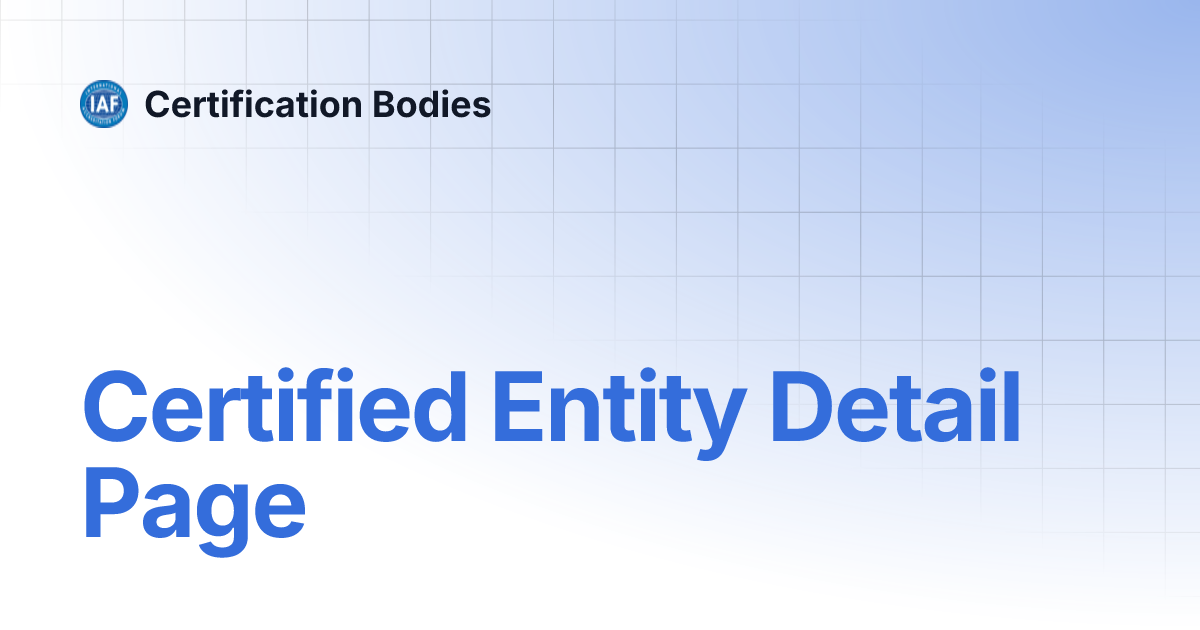 Certified Entity Detail Page | Certification Bodies