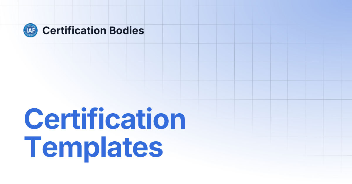 Certification Templates | Certification Bodies