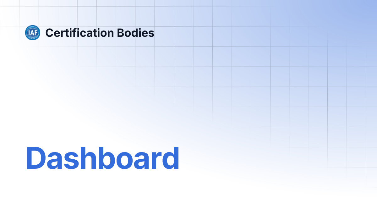 Dashboard | Certification Bodies