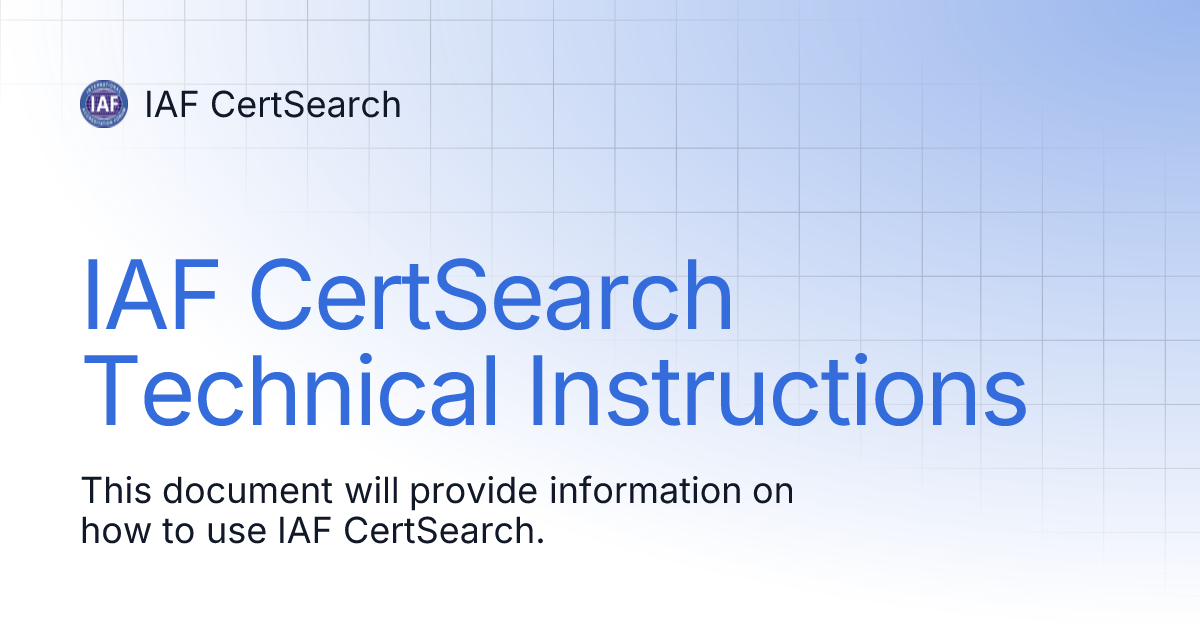 IAF CertSearch Technical Instructions | IAF CertSearch