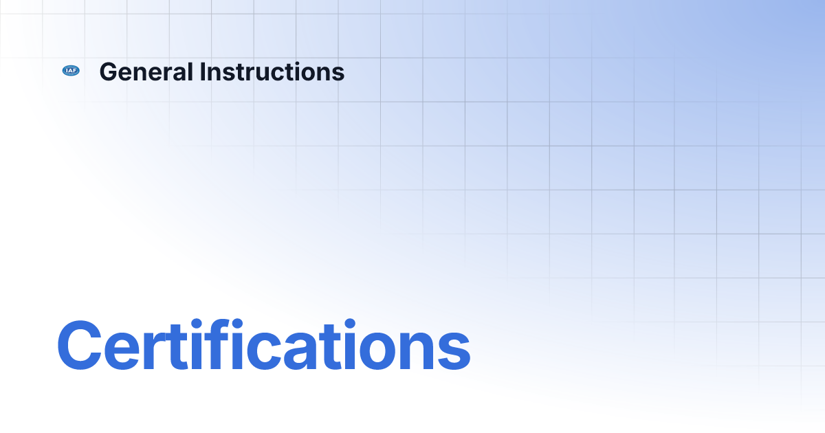 Certifications | General Instructions