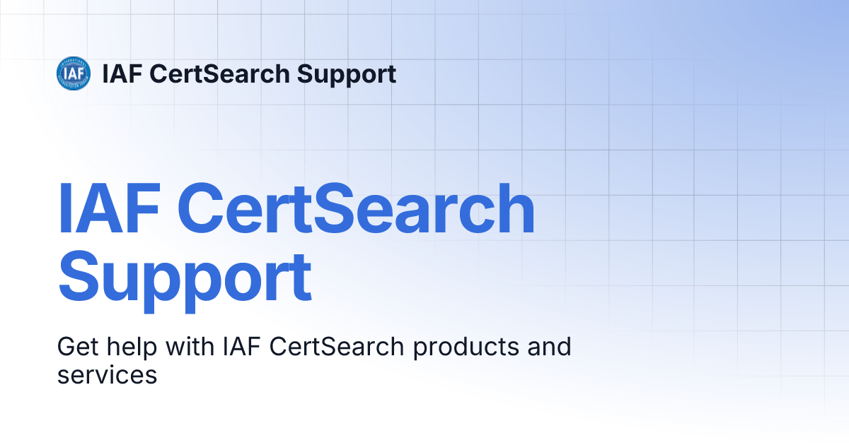 IAF CertSearch Support | IAF CertSearch Support