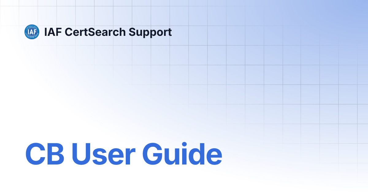 CB User Guide | IAF CertSearch Support