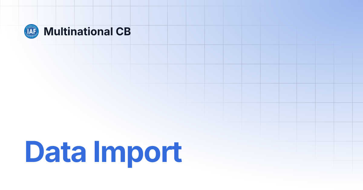 Data Import | Multinational CB