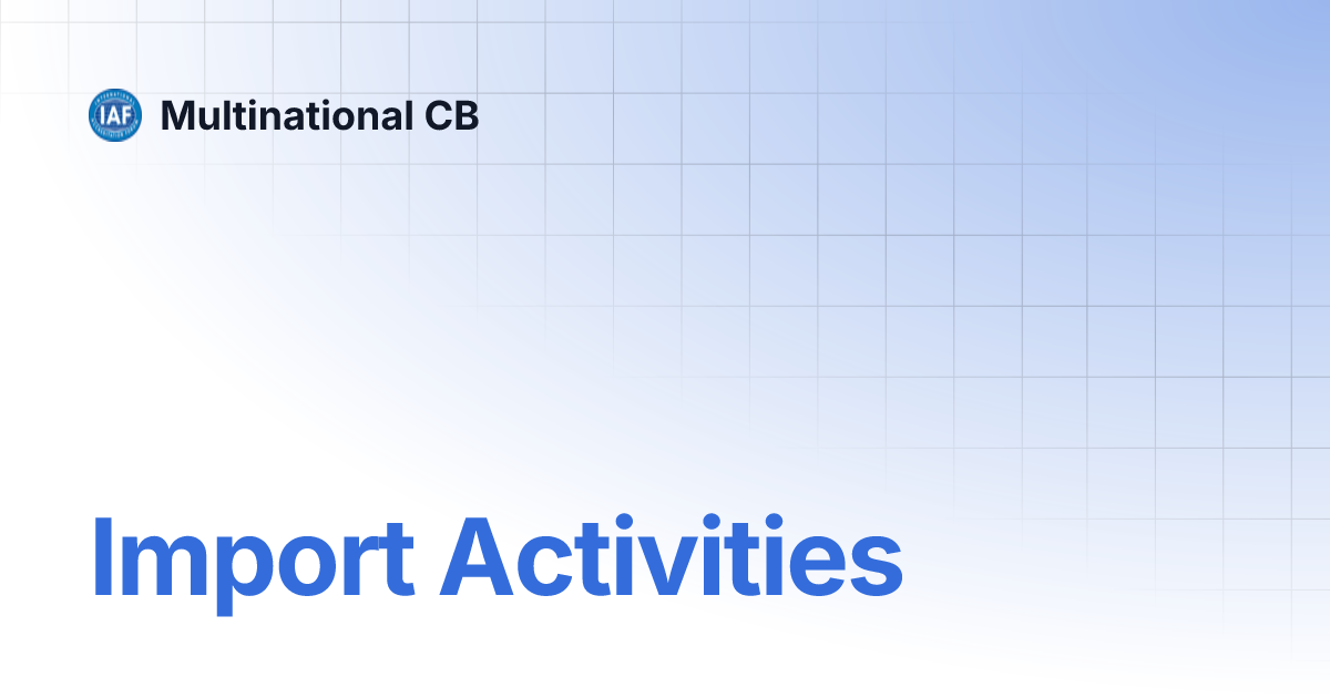 Import Activities | Multinational CB