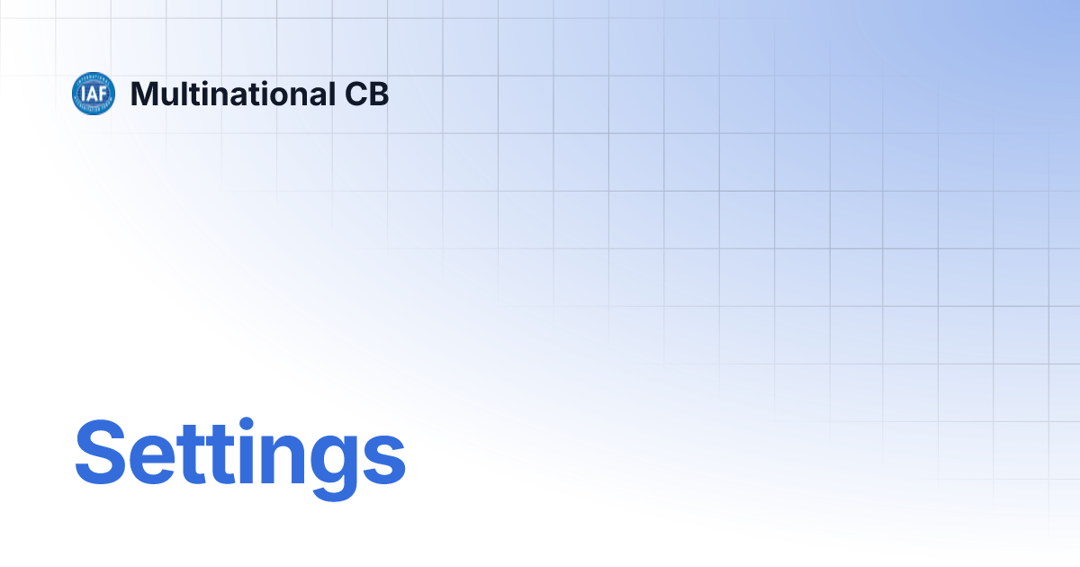 Settings | Multinational CB