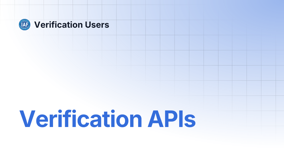 Verification APIs | Verification Users