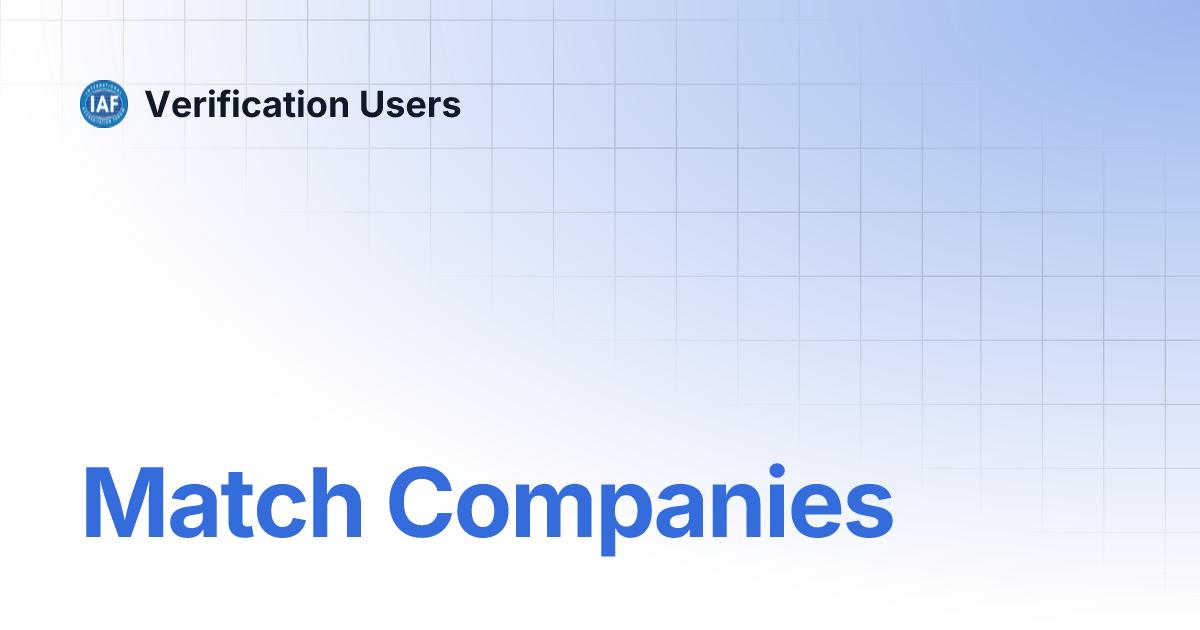 Match Companies | Verification Users