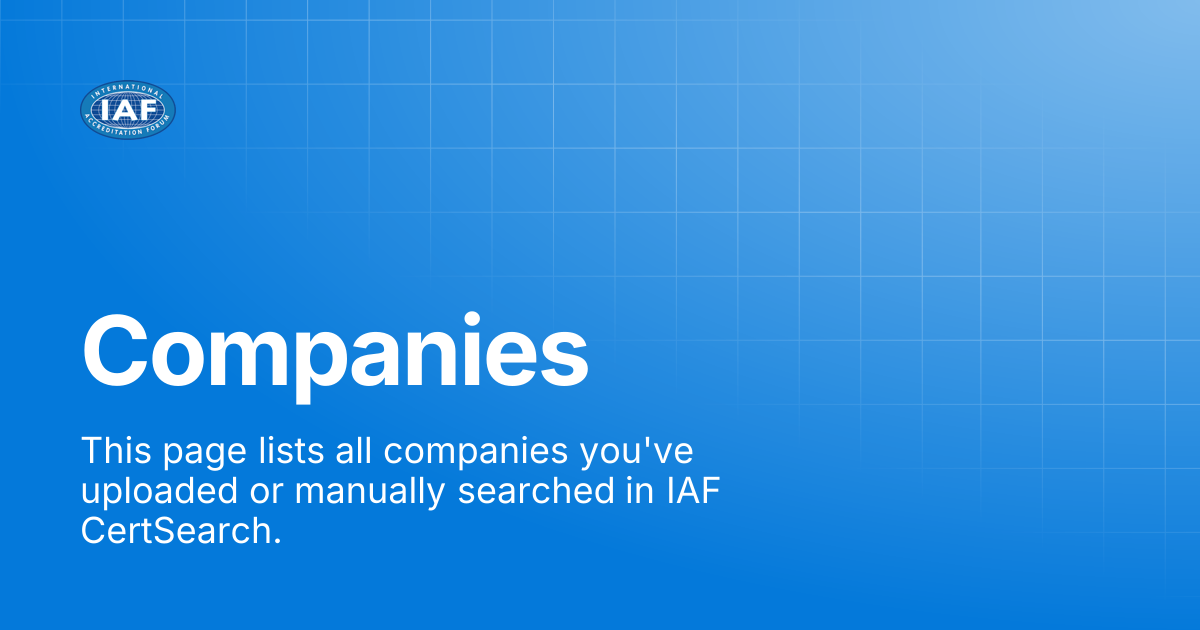 Companies | IAF CertSearch User Guide
